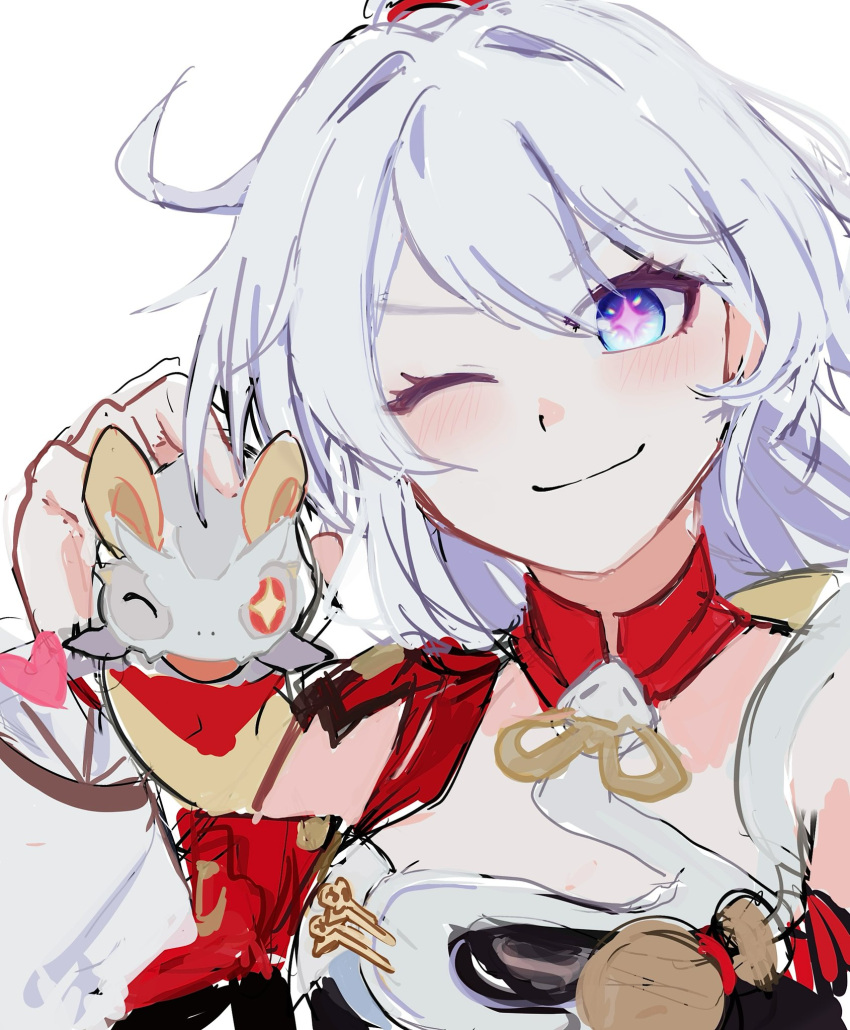 Safebooru - 1girl ahoge blue eyes chinese clothes fangs hair between ...