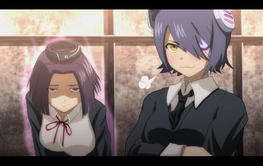 Safebooru - 2girls :3 anime coloring aura blush eyepatch hat headgear ...