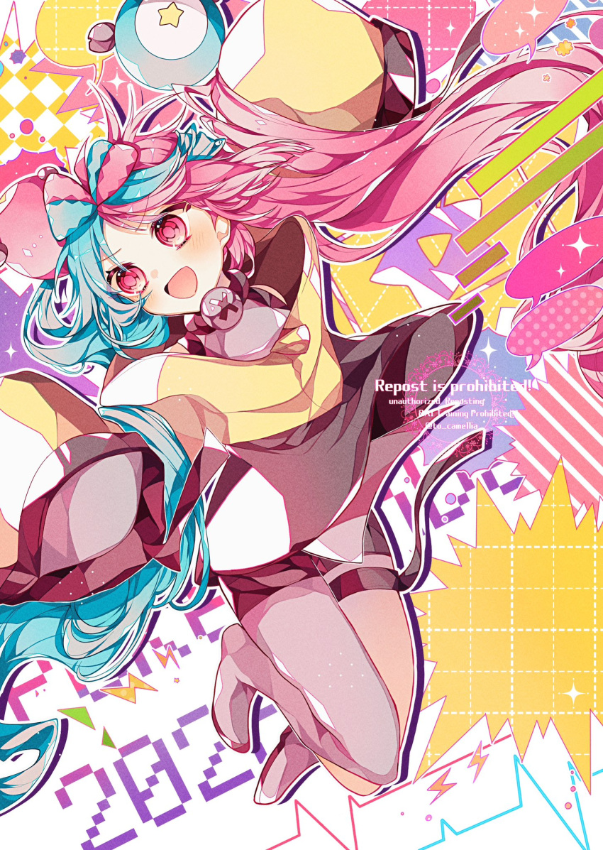 Safebooru - 1girl :d arm up blue hair bow-shaped hair breasts character ...