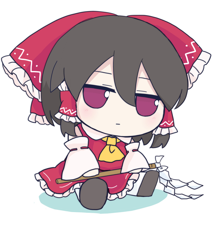 Safebooru - 1girl azuma meri bow brown hair commentary request full body fumo (doll) gohei hair ...