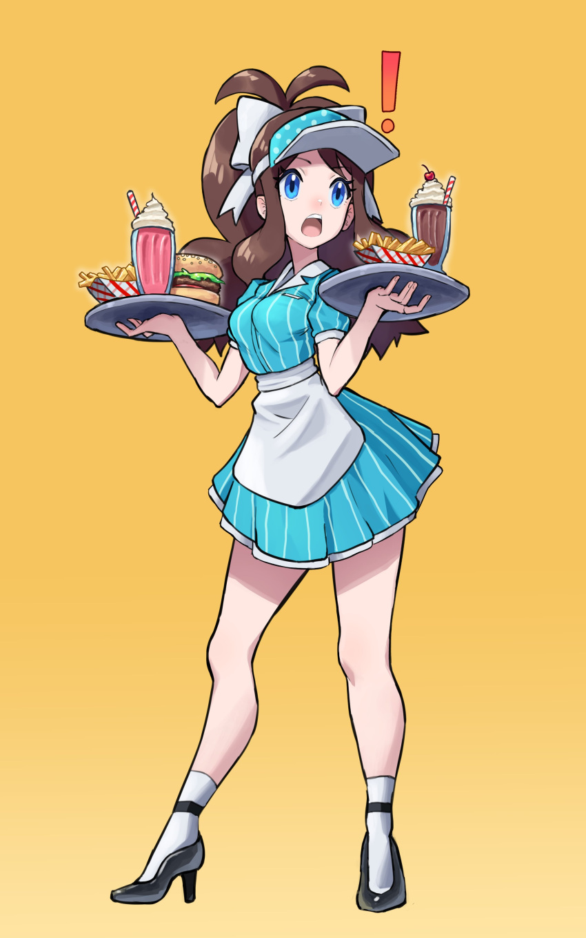 Safebooru - ! 1girl :o absurdres alternate costume apron black shoes ...