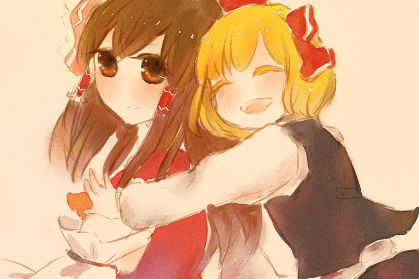 Safebooru - 2girls closed eyes hakurei reimu hug hug from behind ...