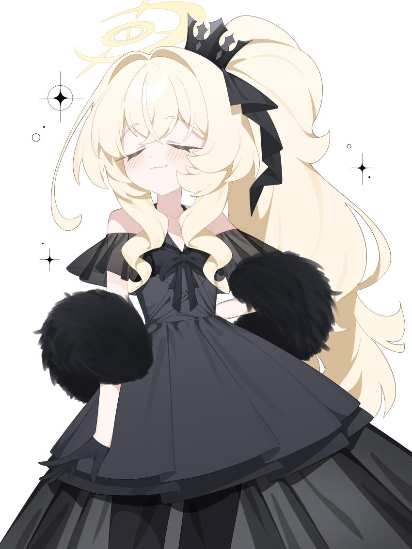Safebooru - 1girl absurdres alternate costume bare shoulders black bow black dress black gloves ...
