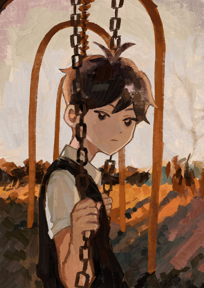 Safebooru - 1boy antenna hair bare tree black eyes black hair black ...