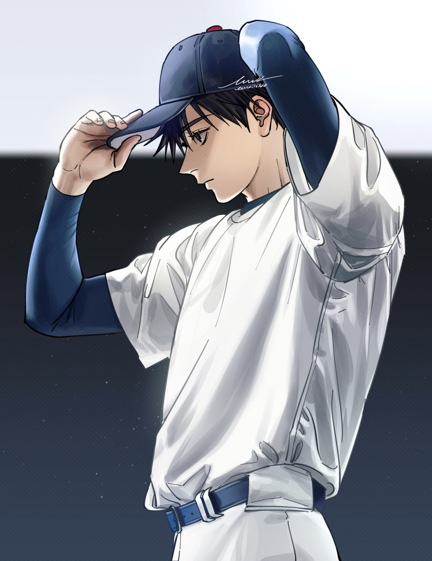 Safebooru - 1boy adjusting clothes adjusting headwear baseball cap ...