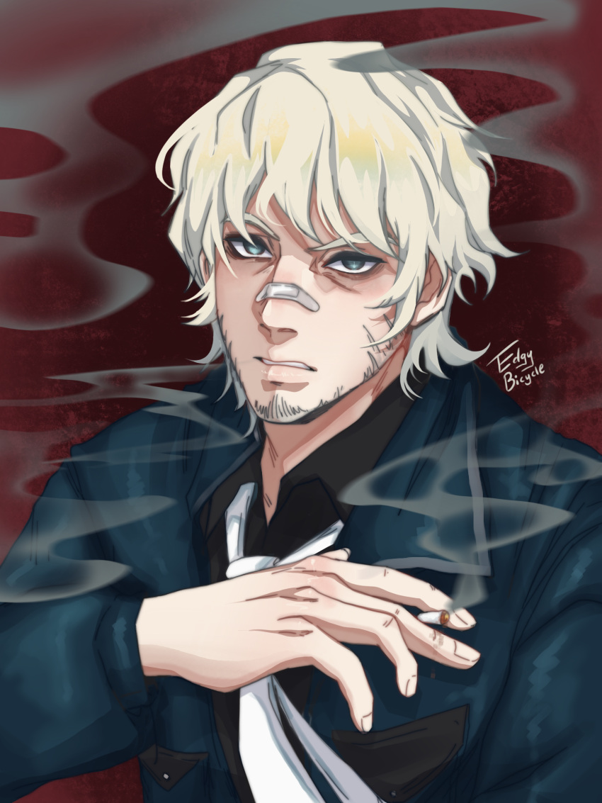 Safebooru - 1boy bandaid bandaid on face bandaid on nose blue eyes ...