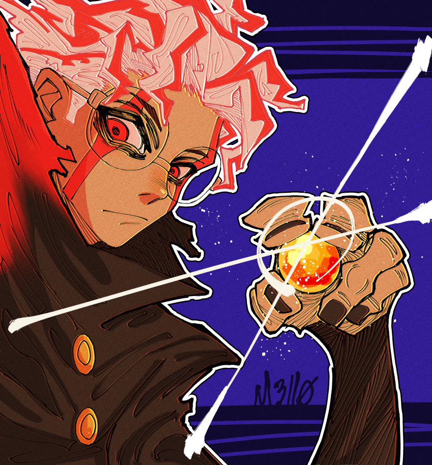 Safebooru - 1boy absurdres artist name ball black jacket black nails ...