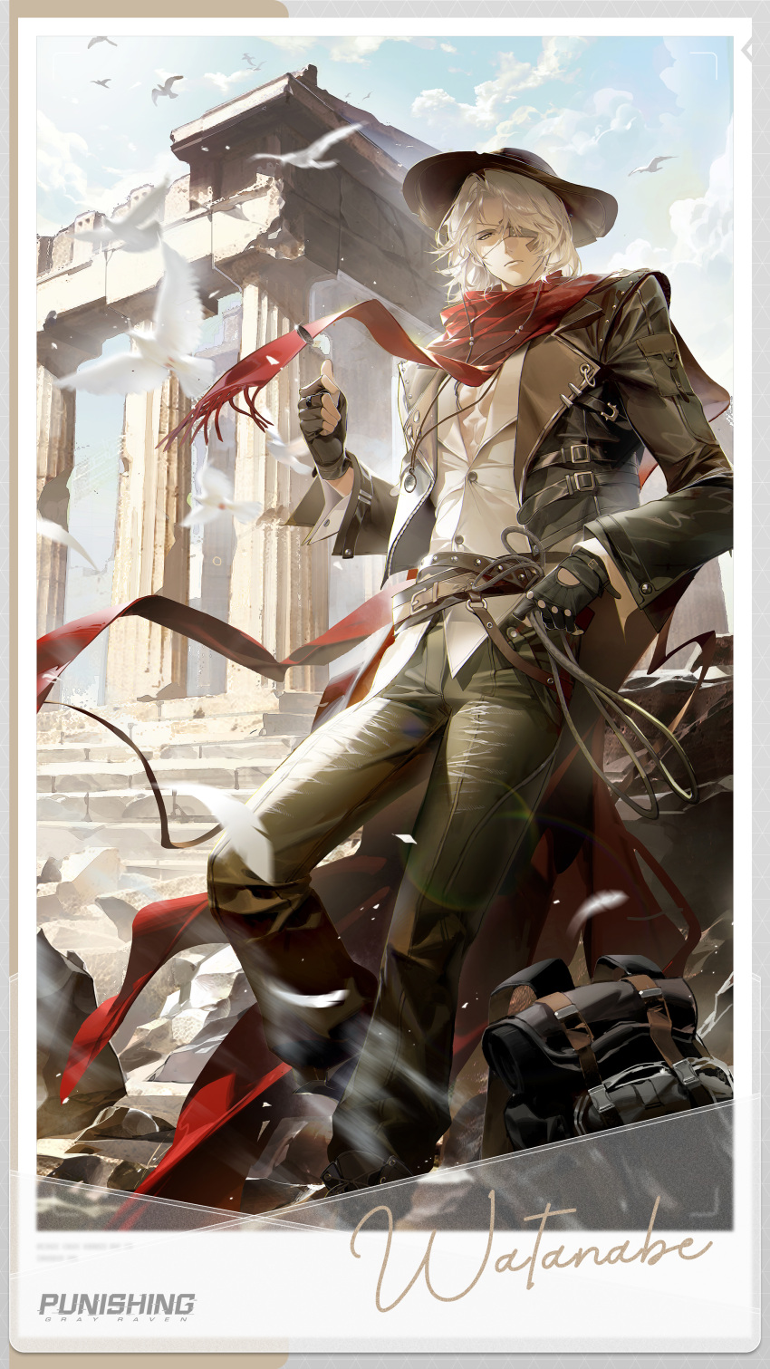 Safebooru - 1boy absurdres backpack bag belt belt buckle bird black bag ...