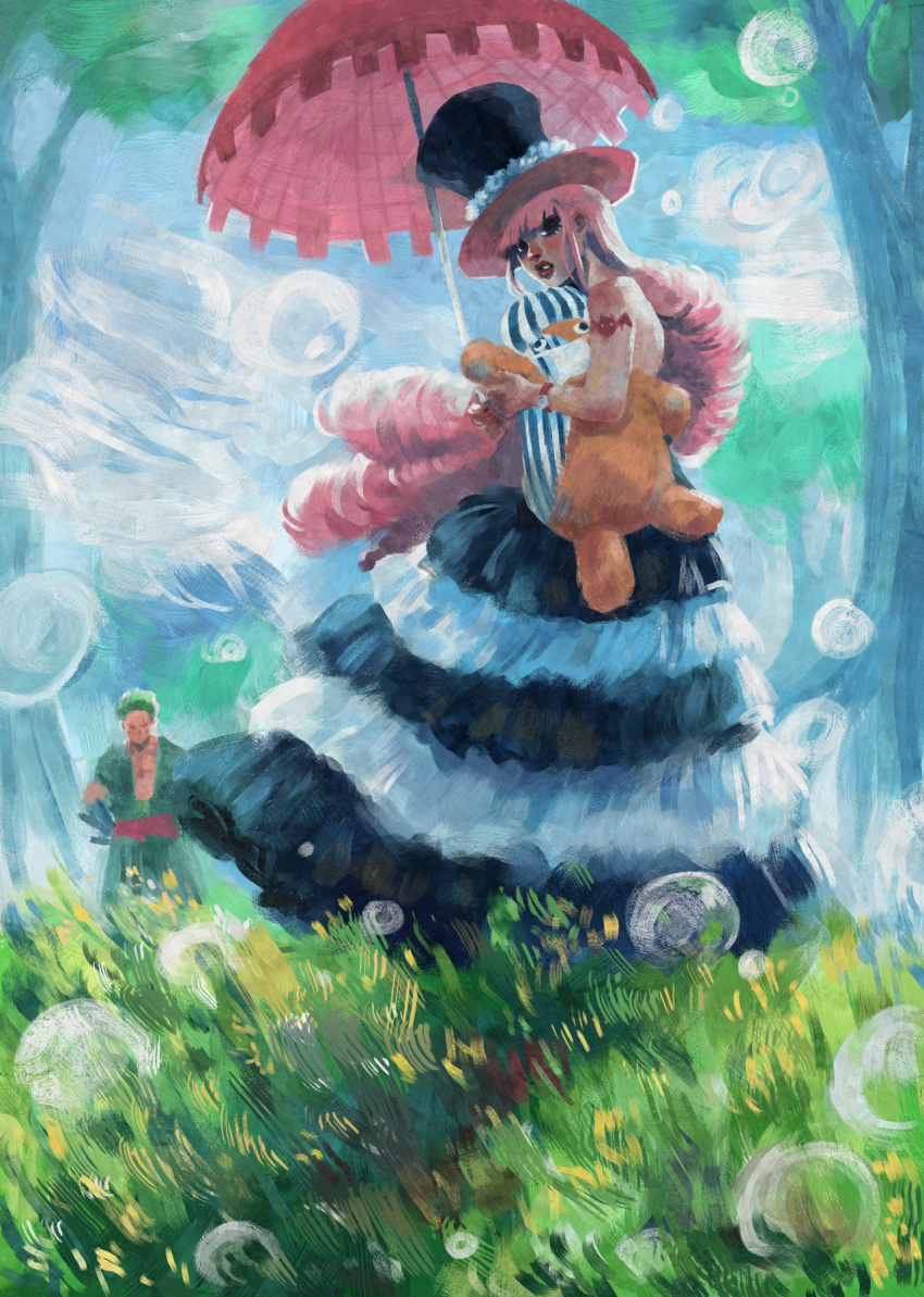 Safebooru - 1boy 1girl arm tattoo attyrocious blunt bangs blush bubble ...