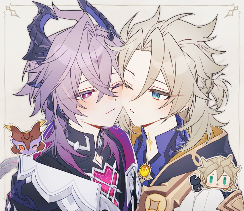 Safebooru - 2boys ahoge albedo (genshin impact) blush coojisan crossed ...