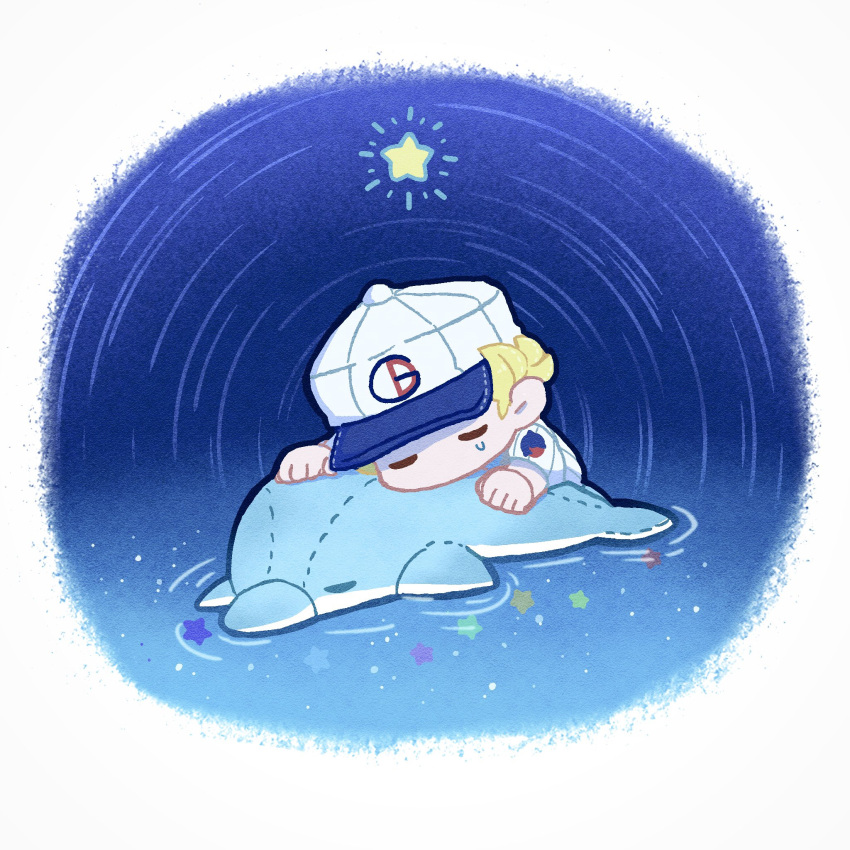 Safebooru - 1boy baseball cap blonde hair chibi chibi only closed eyes ...