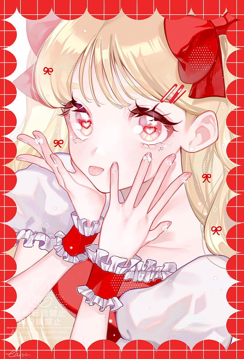 Safebooru - 1girl absurdres blonde hair blush commentary hair ornament ...