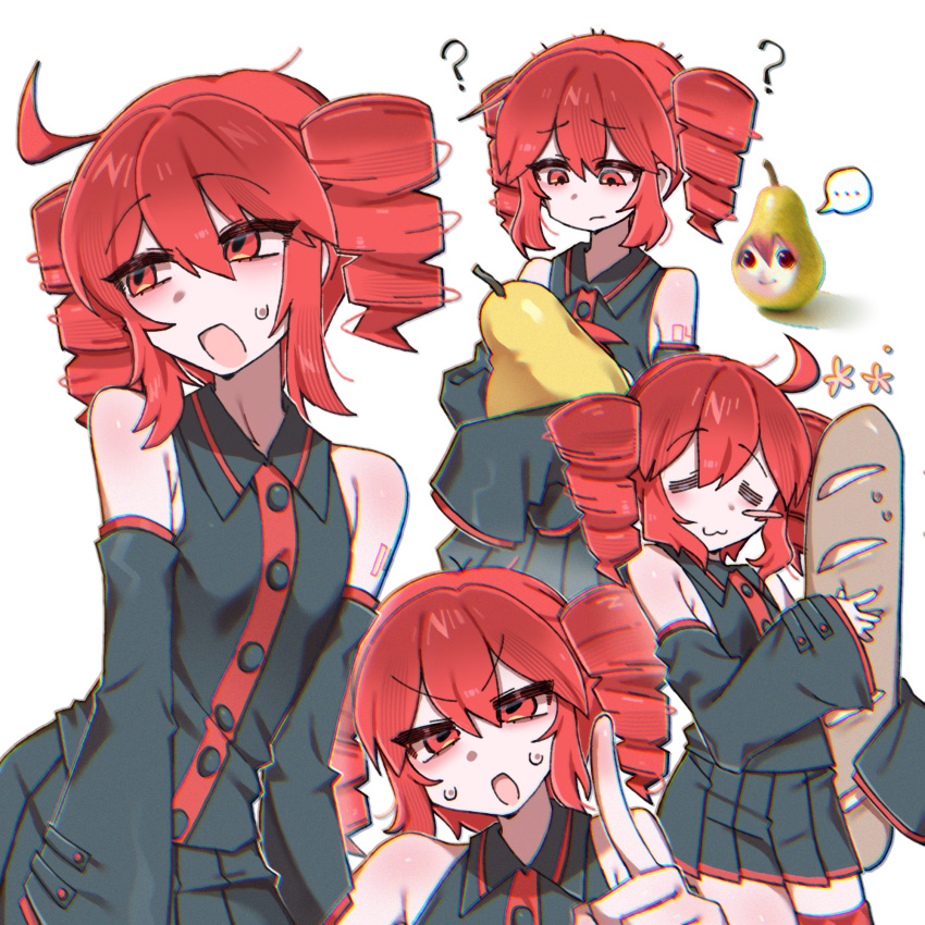 Safebooru - 1girl :3 = = ? ahoge baguette bare shoulders bread buttons ...
