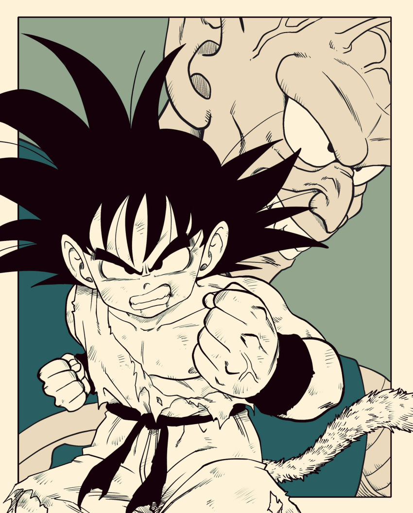 Safebooru - 2boys antenna hair clenched teeth dougi dragon ball dragon ...