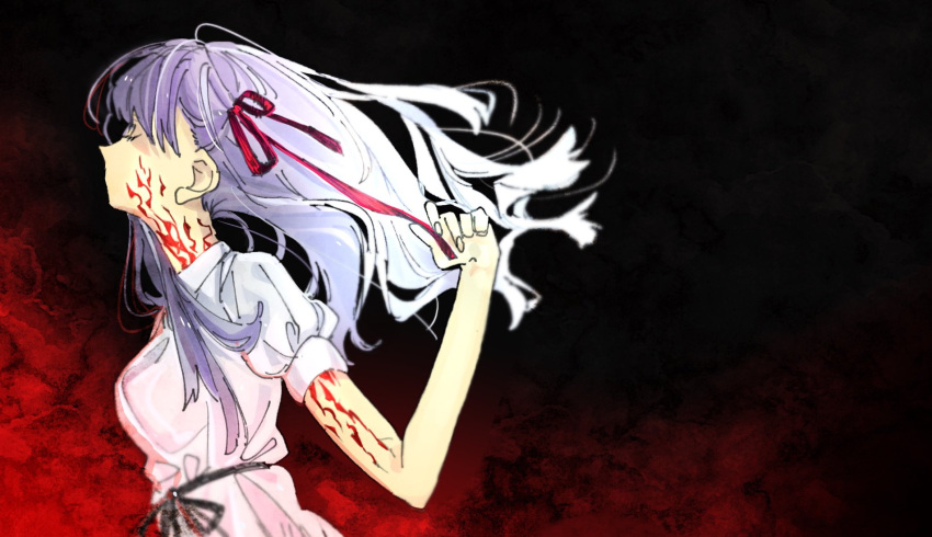 Safebooru - 1girl closed eyes corruption dark background dress fate ...