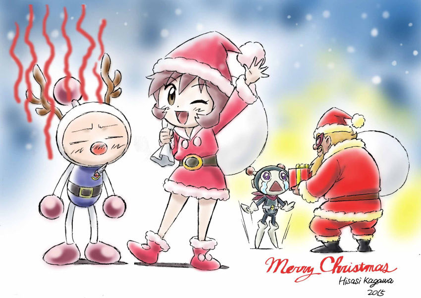 Safebooru - 1girl arm up beard belt bodysuit bomberman bomberman ...