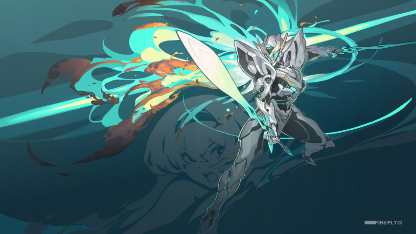 Safebooru - 1girl absurdres armor character name dual wielding fire ...