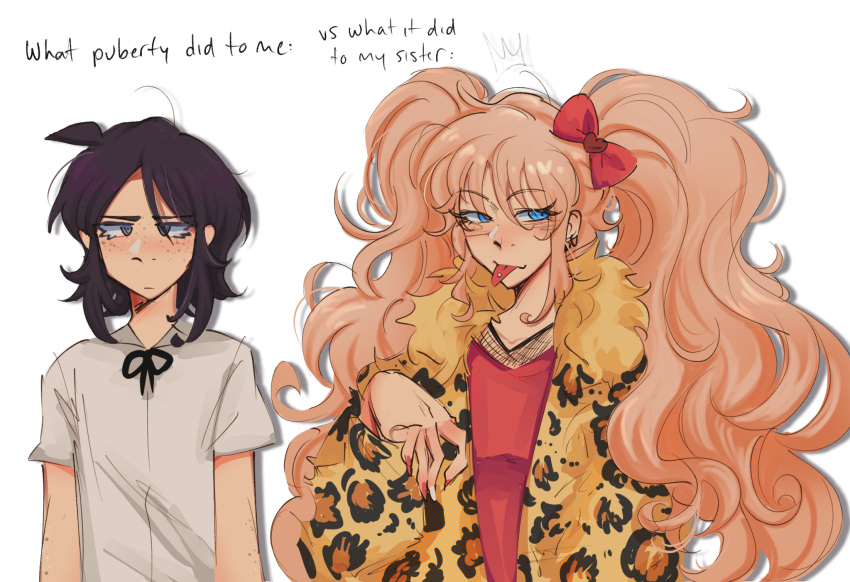Safebooru - 2girls alternate costume animal print black hair black ...