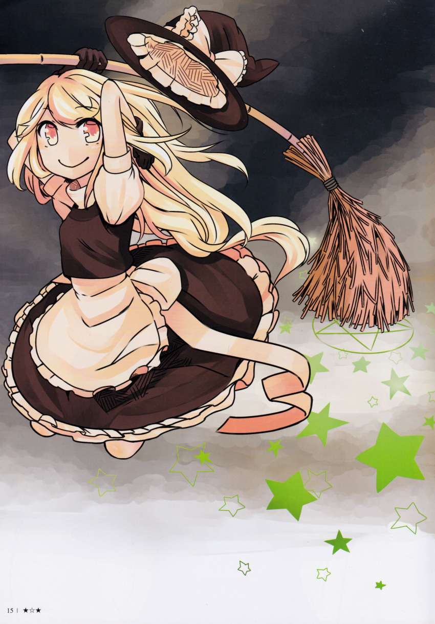 Safebooru - 1girl absurdres apron blonde hair broom dress gloves highres kirisame marisa long ...