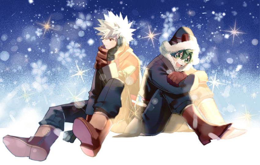 Safebooru - 2boys bakugou katsuki black coat black gloves black ...