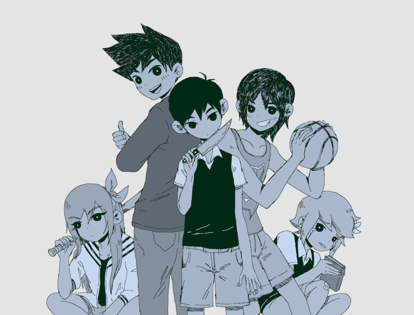 Safebooru - 1girl 4boys aubrey (faraway) (omori) aubrey (omori) ball ...