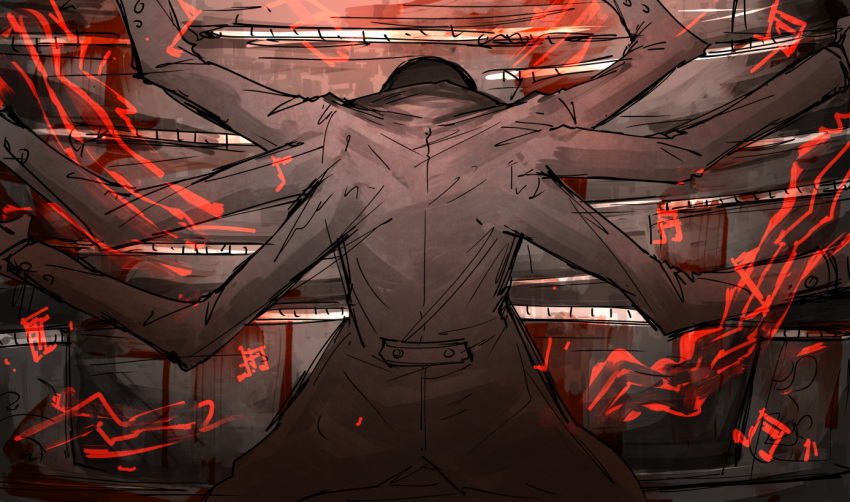 Safebooru - 1other black coat blood blood splatter brown coat coat ...