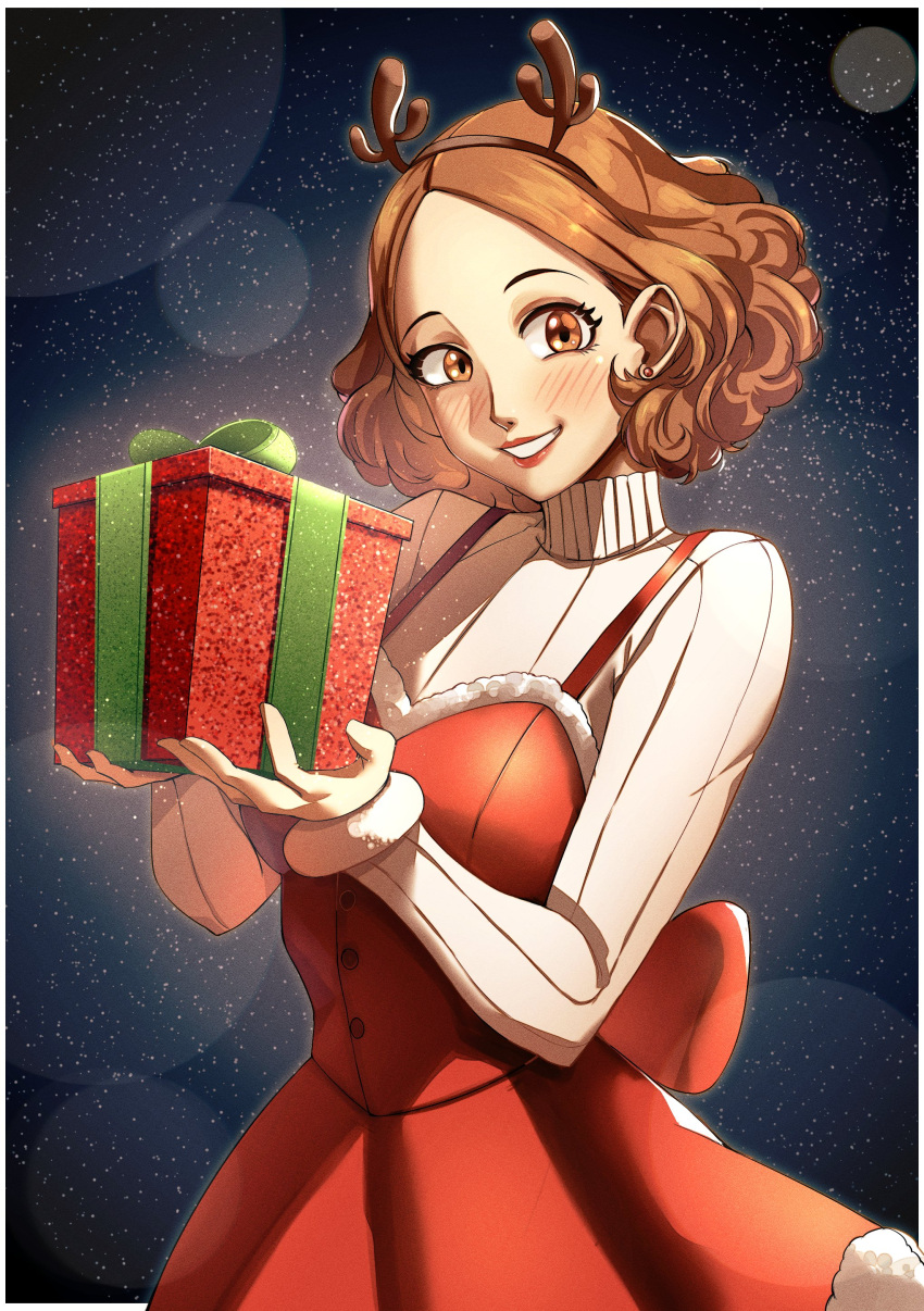 Safebooru - 1girl absurdres antlers back bow blush bow box breasts ...