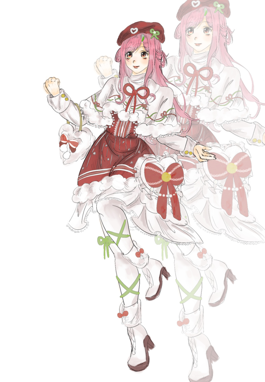 Safebooru - 1girl bag bag bow beret boots bow bow legwear brown eyes ...