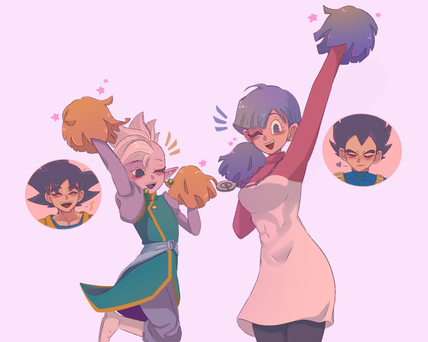 Safebooru - 1girl 3boys black hair blue hair boo and marie bulma ...