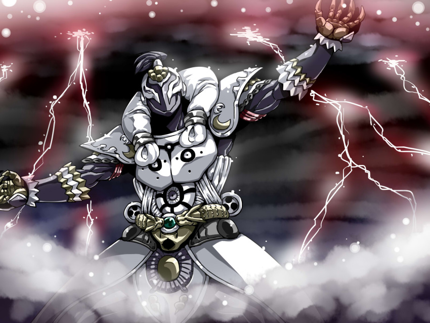 Safebooru - 1boy armor belt clawed gauntlets clouds cloudy sky ...