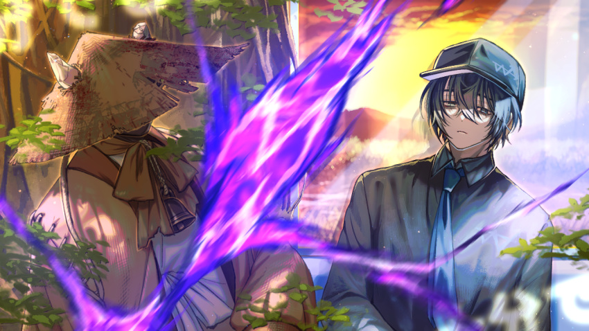 Safebooru - 2boys bags under eyes baseball cap bell black hair black ...