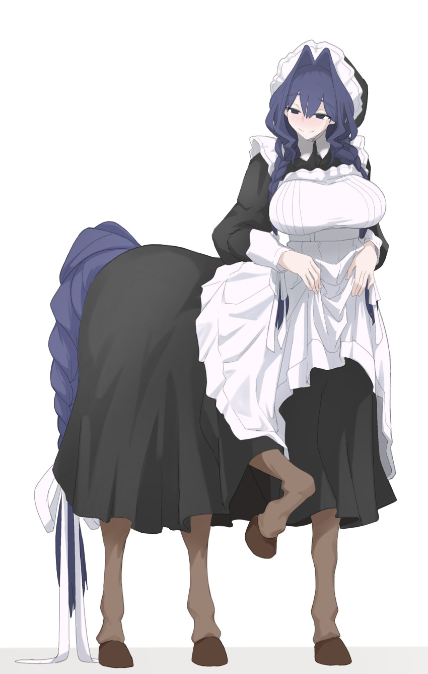 Safebooru - 1girl absurdres apron black dress blue eyes blue hair braid ...