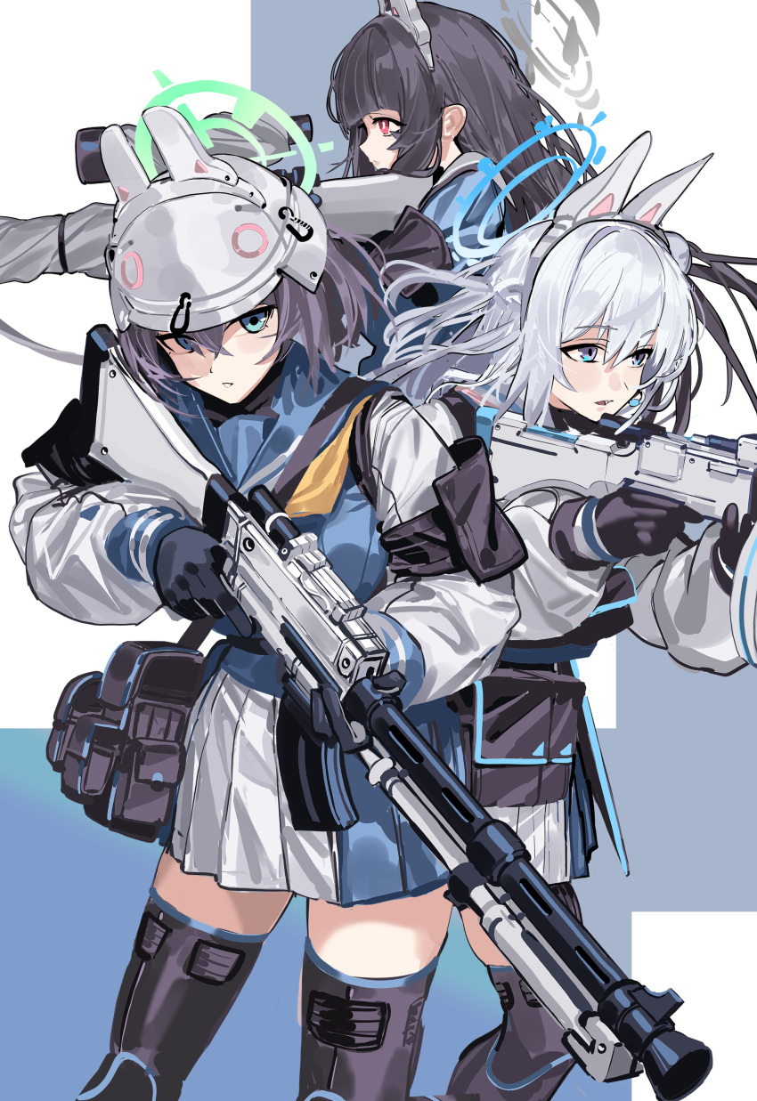 Safebooru - 3girls absurdres animal ear headphones animal ears black ...