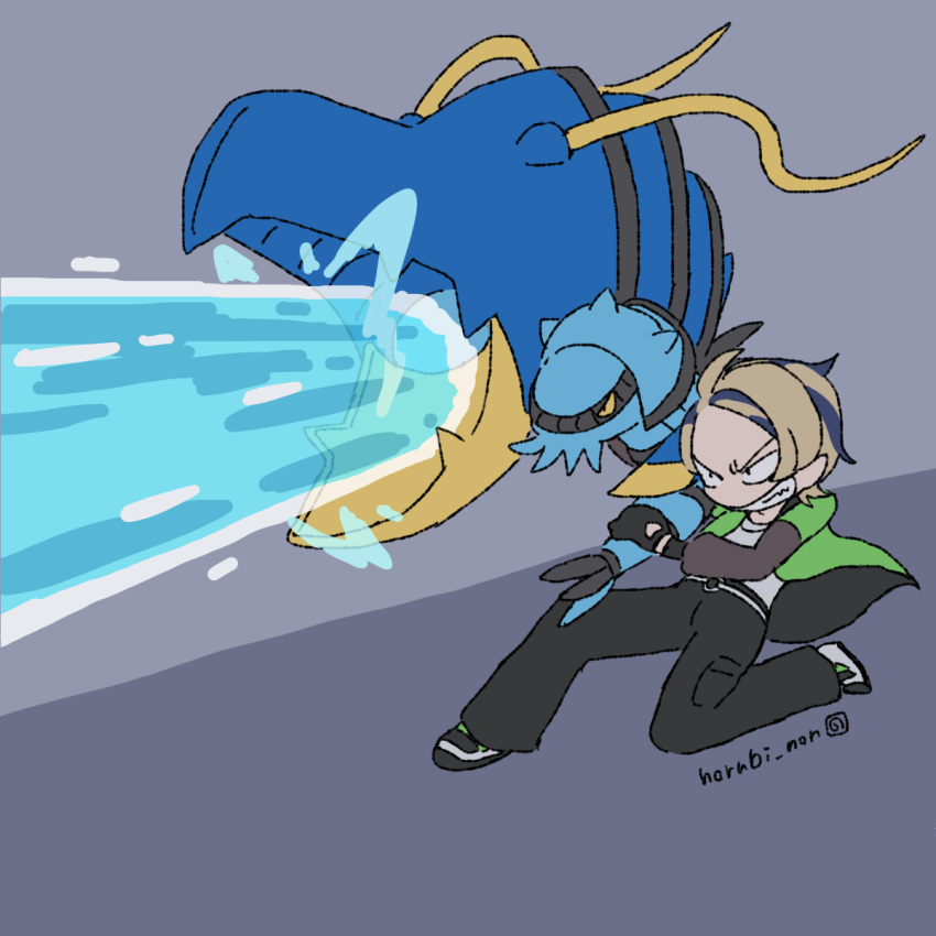 Safebooru - 1boy alternate hair color black gloves black pants blonde ...