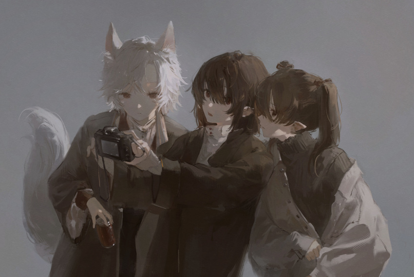 Safebooru - 3girls absurdres alternate costume animal ears brown hair ...