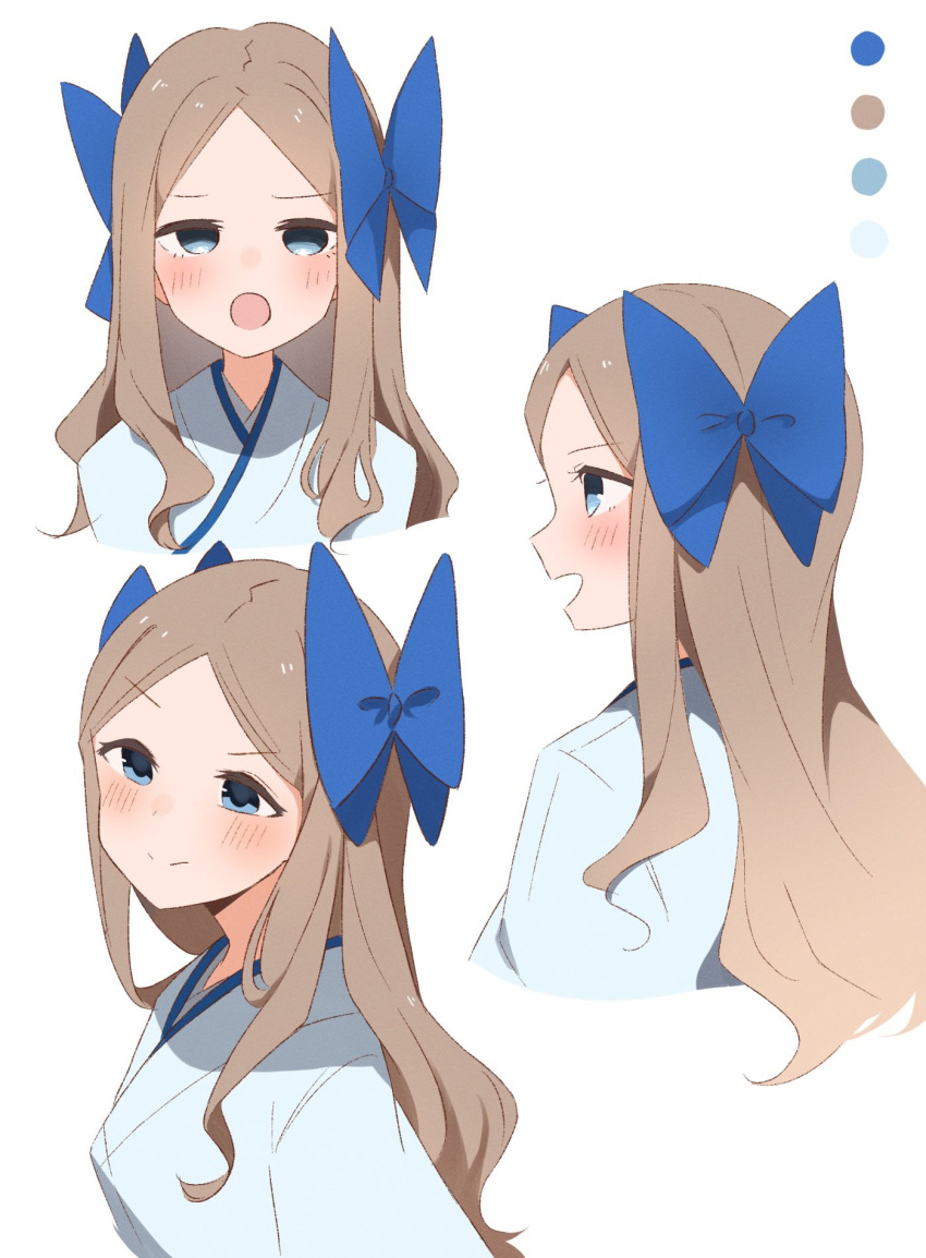 Safebooru - 1girl asakaze (kancolle) blue bow blue eyes blue kimono bow ...