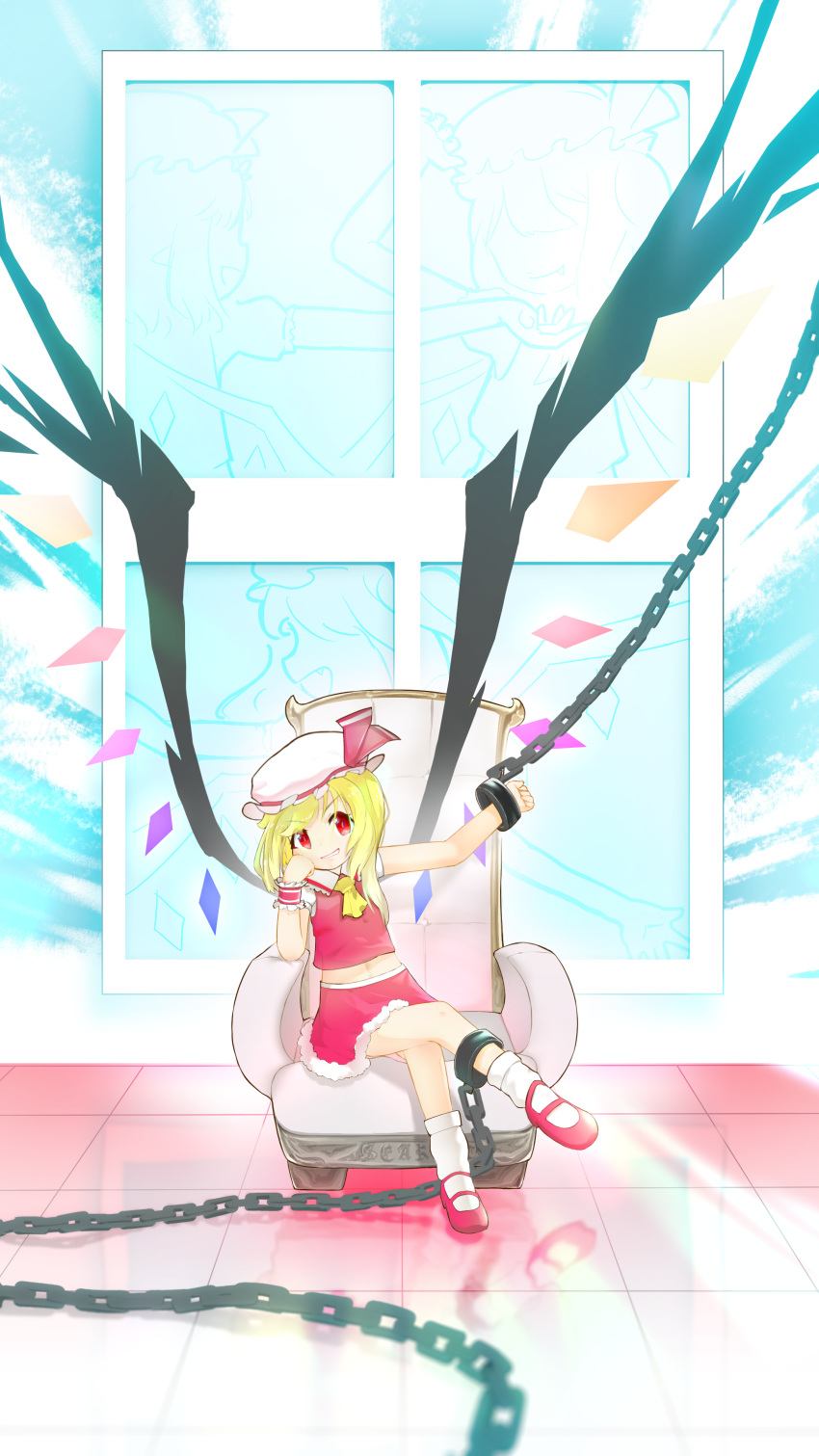 Safebooru - 1girl absurdres ascot blonde hair chain collared shirt ...