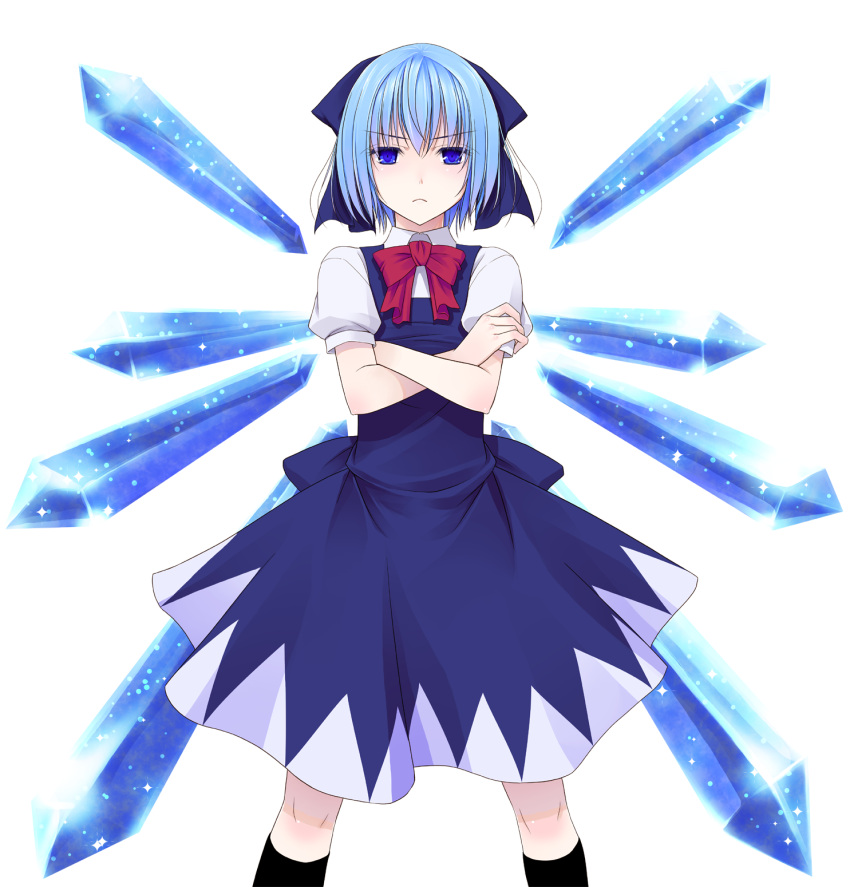 Safebooru - 1girl black socks blue dress blue eyes blue hair bow bowtie ...