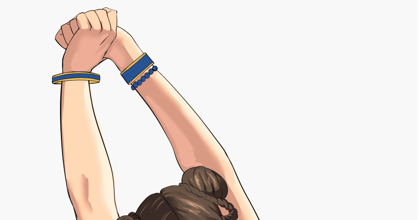 Safebooru - 1girl absurdres arms up brown hair chun-li double bun from ...