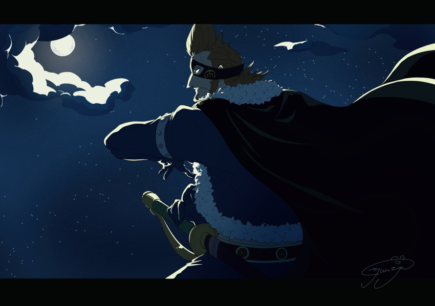 Safebooru - 1boy black cape cape clouds commentary eye mask fur-trimmed ...