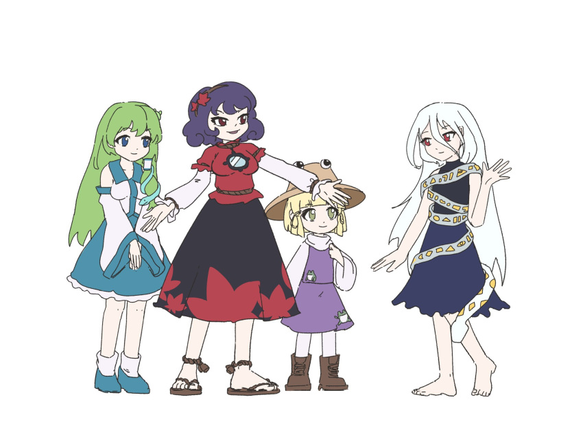 Safebooru - 4girls animal print ay606078 barefoot black dress blonde ...