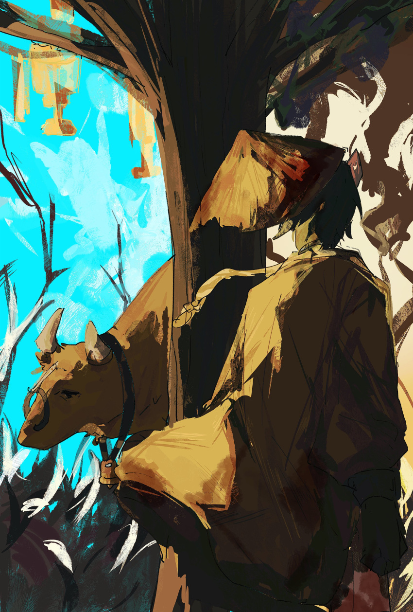 Safebooru - 1boy absurdres bell black gloves brown coat coat commentary ...