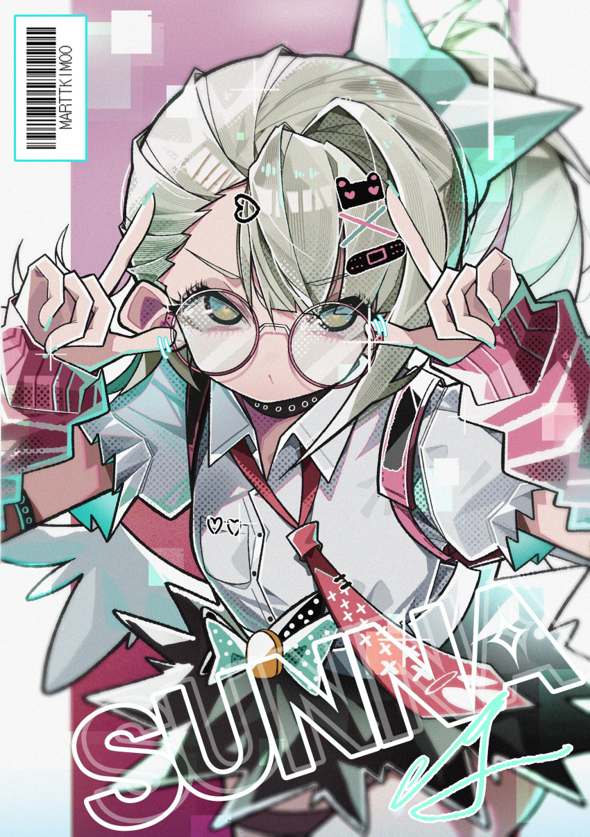 Safebooru - 1girl absurdres adjusting eyewear aqua nails arm warmers ...