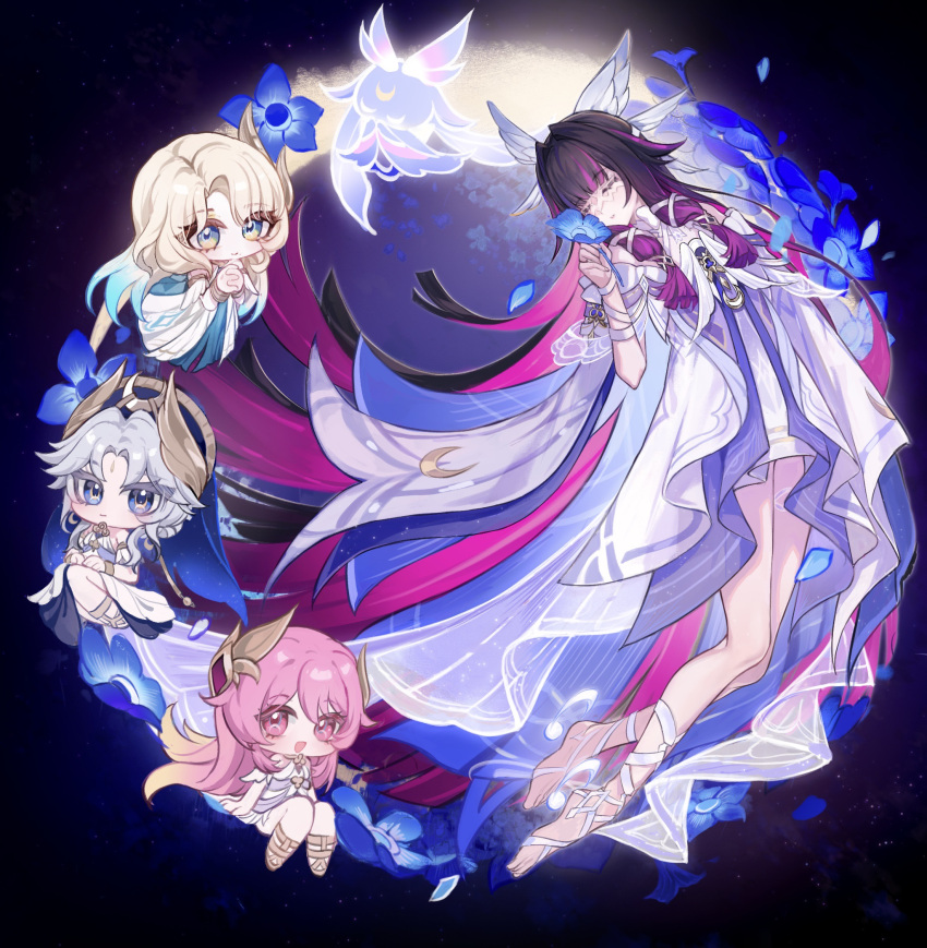 Safebooru - 4girls :d ahe63011 aria (genshin impact) arm ribbon ...