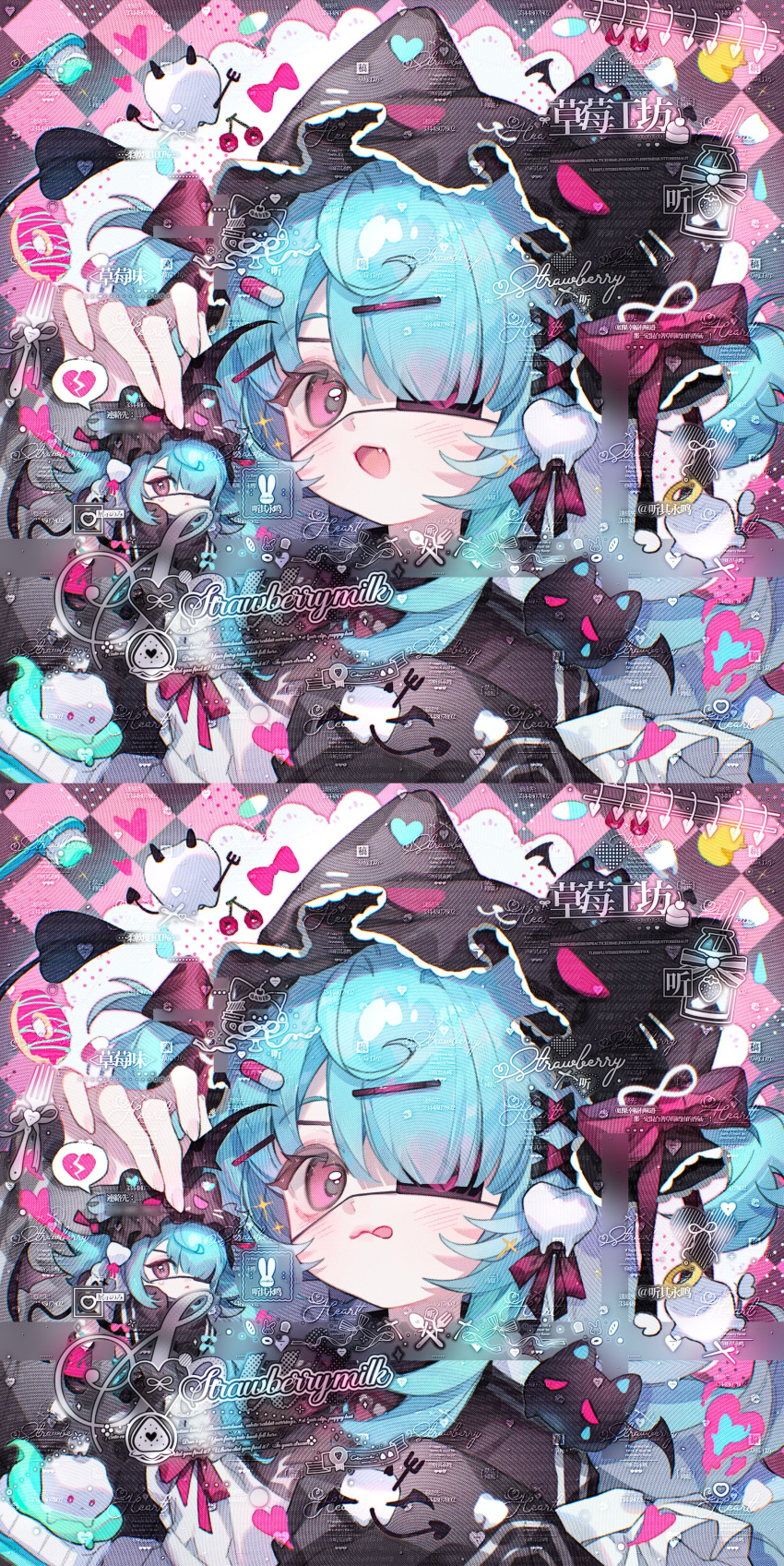 Safebooru - 1girl absurdres black hat blue hair blush broken heart ...