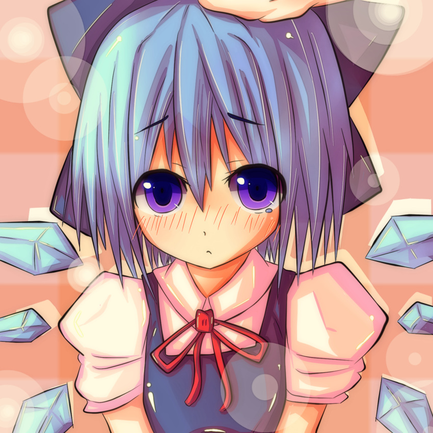 Safebooru - 1girl blue eyes blue hair blush bow cirno colored hair bow highres lahar1 looking at ...