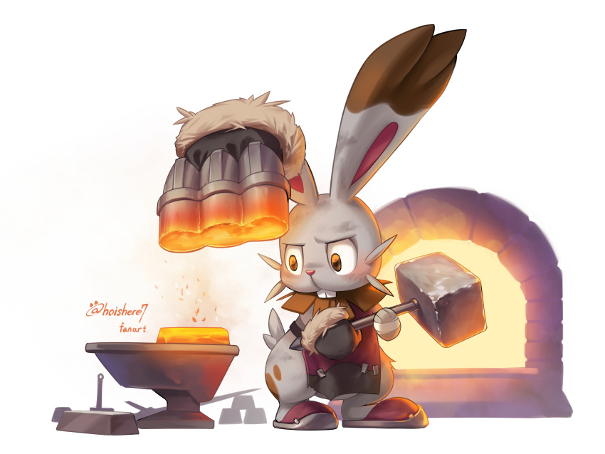 Safebooru - absurdres anvil apron brown eyes bunnelby clothed pokemon ...