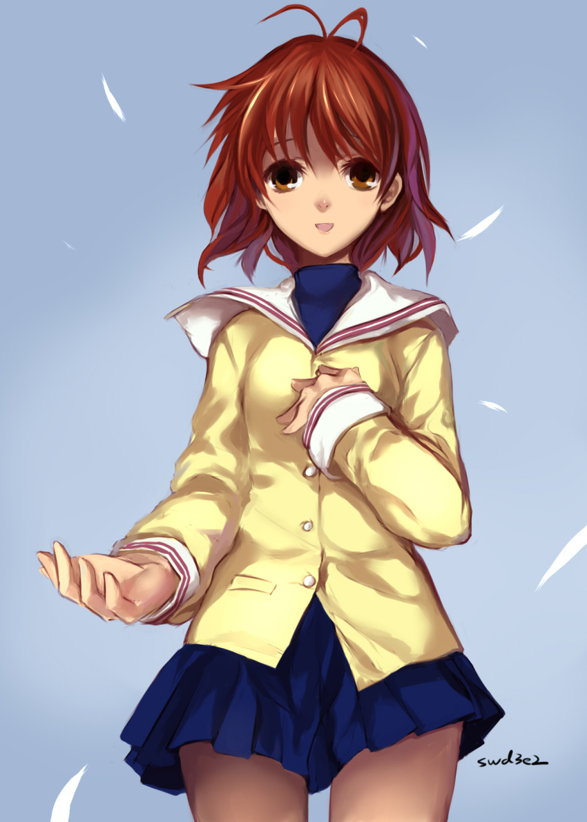 Safebooru 1girl Antenna Hair Brown Eyes Brown Hair Clannad Furukawa 7498