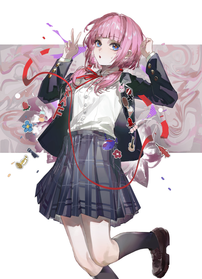 Safebooru - 1girl absurdres black jacket black socks blue eyes blush ...