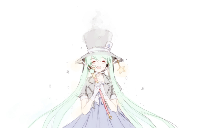 Safebooru - 1girl ^ ^ card chris4708 closed eyes dress gloves green ...